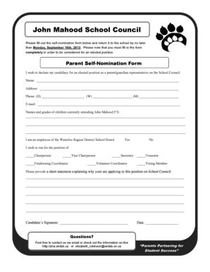 Fillable Online Jma Wrdsb Self Nomination Form Pub John Mahood Public