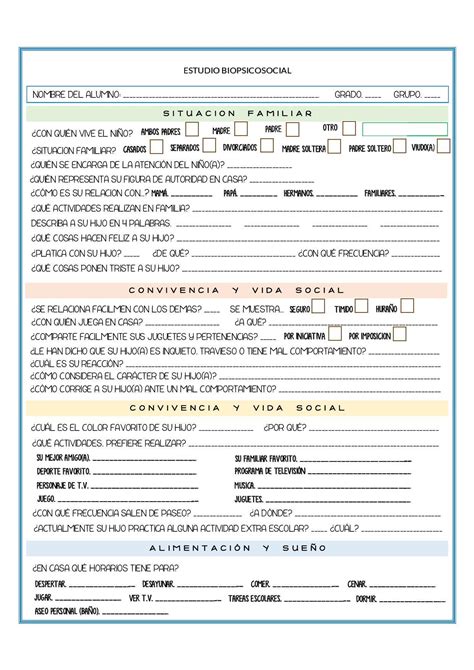 Fichas de inscripción historia médica ficha biopsicosocial