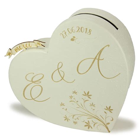 Urne Mariage Personnalis E Coeur Cru Cm