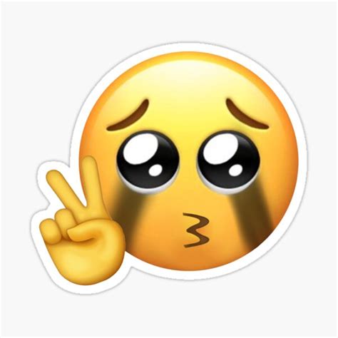 Crying Peace Sign Pleading Emoji Mental Breakdown Lol Sticker For