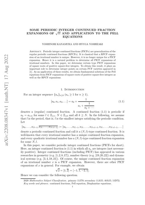 pdf some periodic integer continued fraction expansions of sqrt{m} and application to the