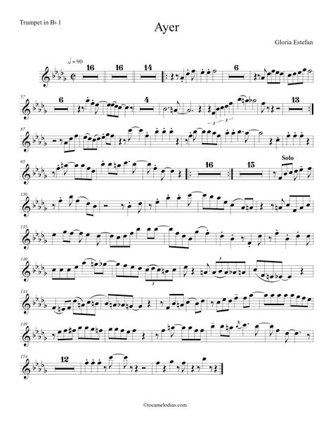 Solo De Trompeta En Ayer Partitura Gloria Estefan