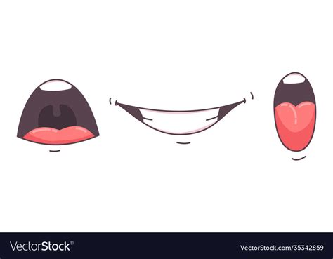 Mouth Animation Funny Cartoon Mouths Set Vector Image