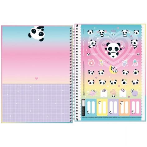 Caderno Espiral Capa Dura Universitário 1 Matéria Lovely Friend Panda
