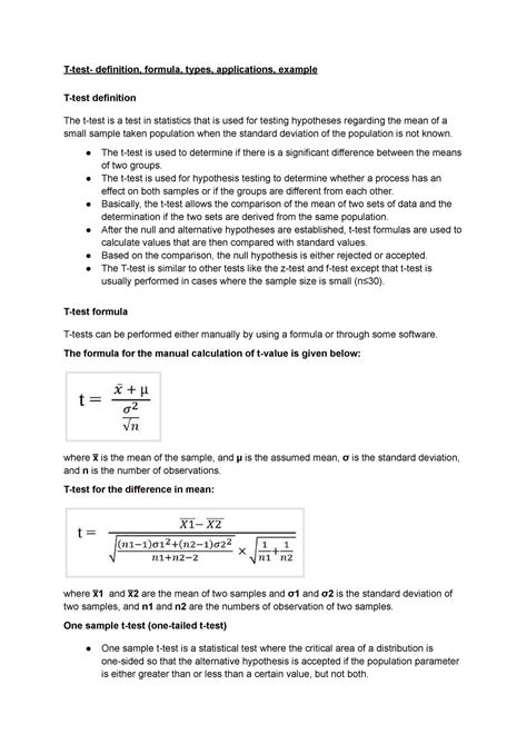Research Methodology T Test T Test Definition Formula Types Applications Example T Test