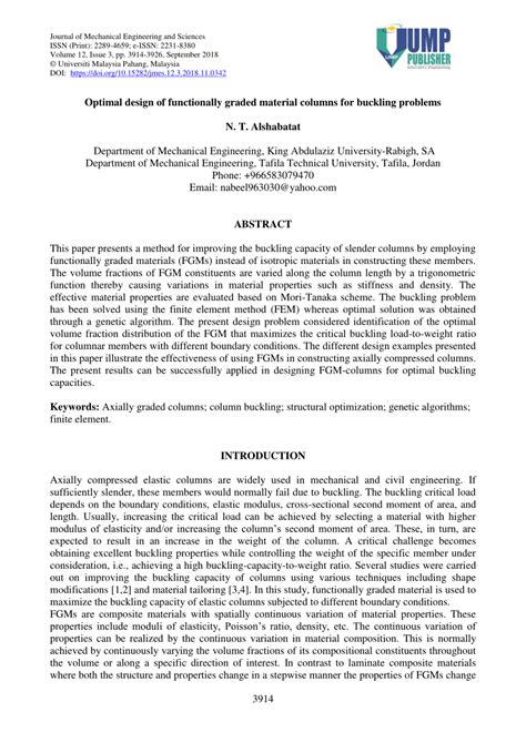 pdf optimal design of functionally graded material columns for buckling problems