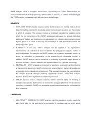 SWOT Analysis Benefits Limitations Pdf SWOT Analysis Refers To