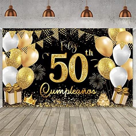Amazon Wobblo Th Birthday Party Banner Black Gold Happy Th