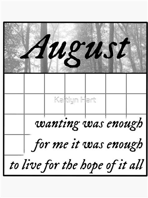 To Live For The Hope Of It All August Taylor Swift Folklore Sticker For Sale By Maroonlilly