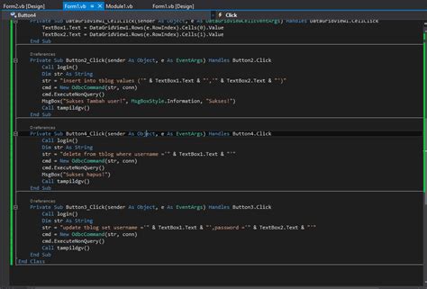 Coding Insert Update Delete Visual Studio 2013 Connector Odbc