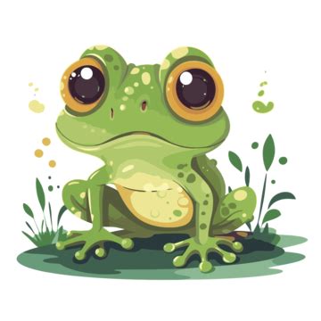 Frog Clipart Cartoon Frog Sitting In Grass Vector Frog Clipart