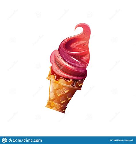 Delicious Ice Cream In Cone Stock Vector Illustration Of Product