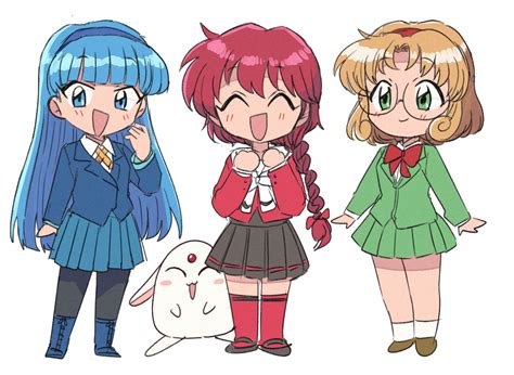 Ryuuzaki Umi Shidou Hikaru Hououji Fuu And Mokona Magic Knight Rayearth Drawn By Tsubobot
