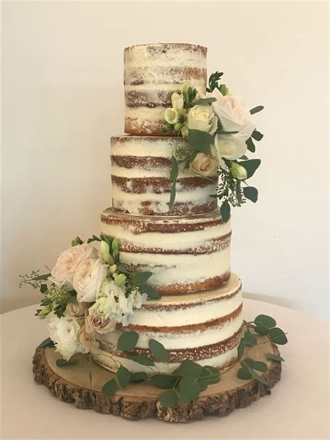 Large Tier Semi Naked Wedding Cake With Fresh Flowers Artofit