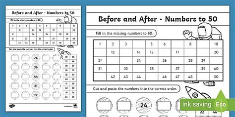 Ordering Numbers Worksheets Missing Numbers What Comes Before