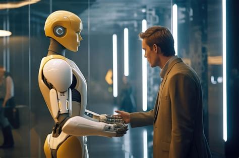 Premium Ai Image Photo Of A Person Interacting With A Humanoid Robot