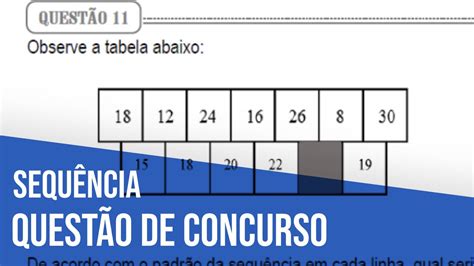 QUESTÃO DE CONCURSO Sequência Raciocínio Lógico YouTube