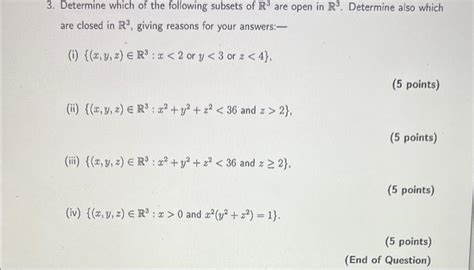 solved 3 determine which of the following subsets of r3 are