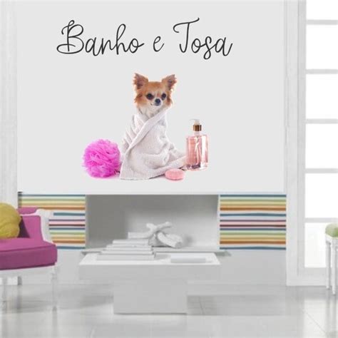 Adesivo Decorativo Parede Pet Shop Banho Tosa Toalha 60x60cm Leroy