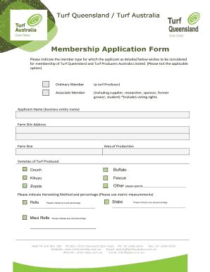 Fillable Online Turf Queensland Turf Australia Membership Application