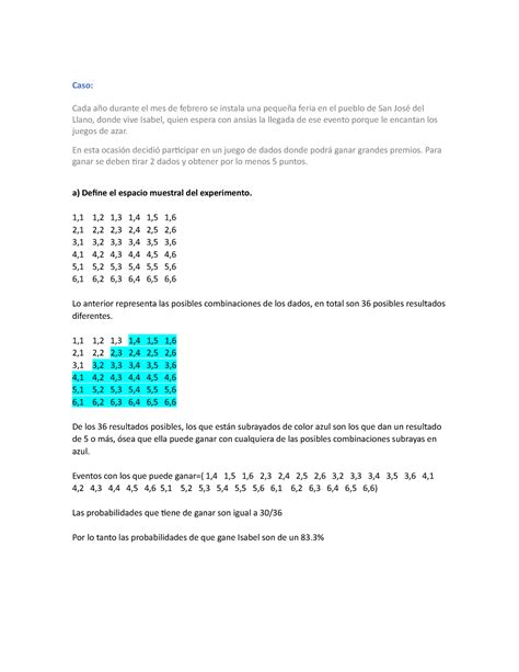 Probabilidad apuntes de la materia Caso Cada año durante el mes de