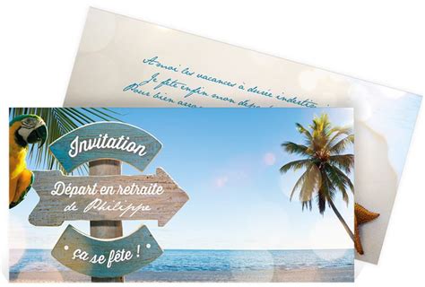 Carte Invitation D Part La Retraite Vacances M Rit Es Destin