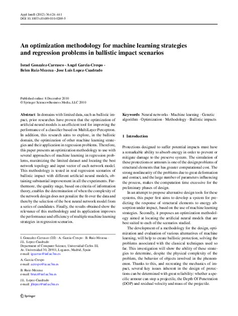 pdf an optimization methodology for machine learning strategies and regression problems in
