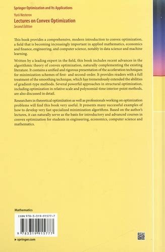 lectures on convex optimization yurii nesterov livres furet du nord