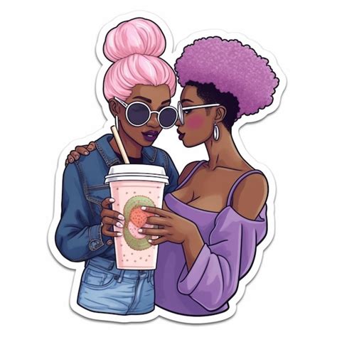 Premium AI Image A Couple Of Women With Pink Hair And Sunglasses