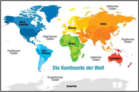 Weltkarte Mit Kontinenten Und Ozeanen