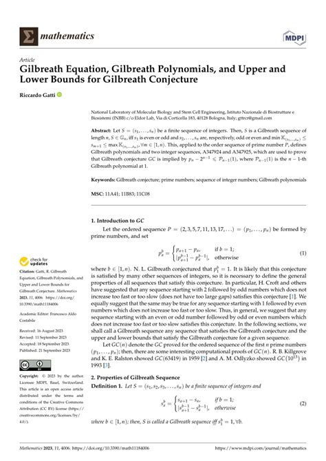 pdf gilbreath equation gilbreath polynomials and upper and lower bounds for gilbreath conjecture