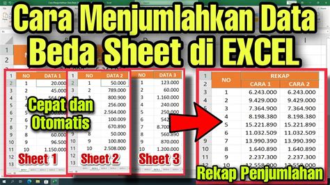 Cara Menjumlahkan Data Beda Sheet Di Excel Dengan Cepat Youtube