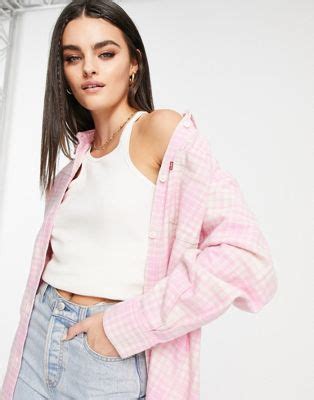 Levi S Chemise Oversize Carreaux Cossais Rose Asos