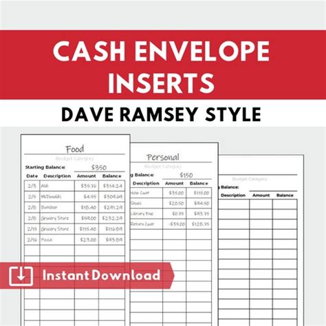 Cash Envelope System Labels Template Dave Ramsey Cash Etsy