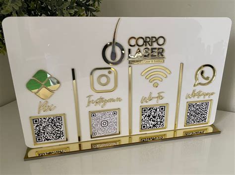 Placa Display 4 QR CODE em Acrílico Compre online e parcele em 12