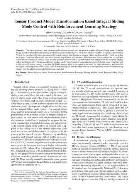 pdf tensor product model transformation based integral sliding mode control with reinforcement