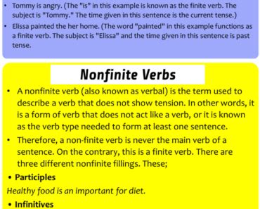 50 Examples Of Finite Verbs