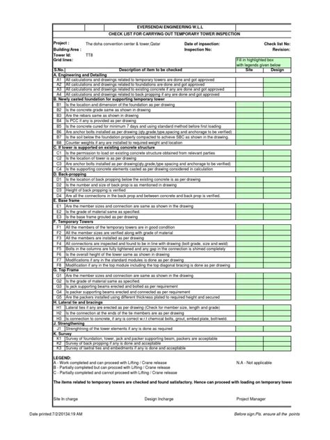 PDF Temporary Tower Inspection Checklist DOKUMEN TIPS