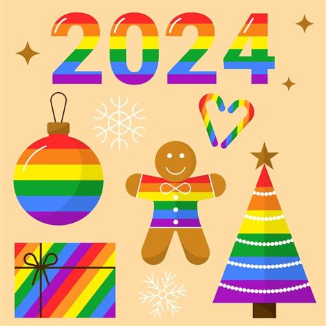 Premium Vector Lgbt Christmas Icons Set
