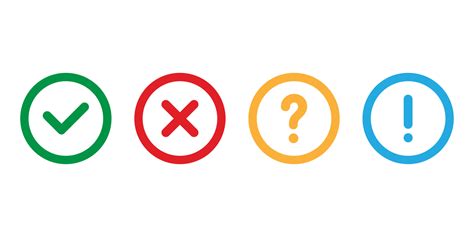 Check And Cross Question Mark And Exclamation Point Icon Set Vector