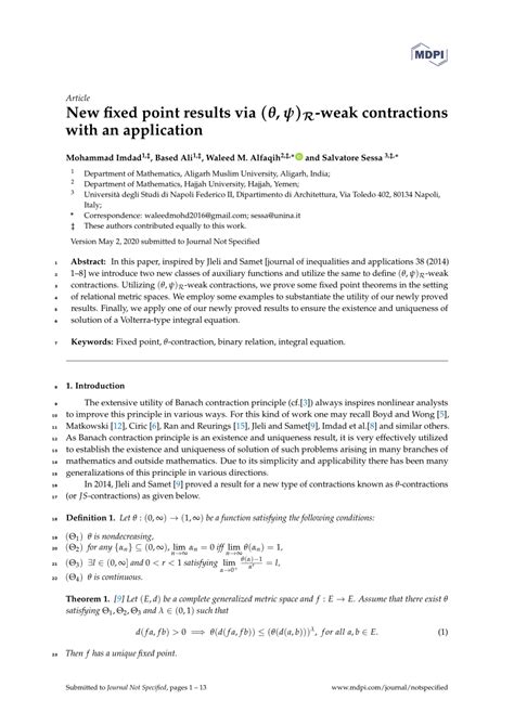 pdf new fixed point results via q y r weak contractions with an application
