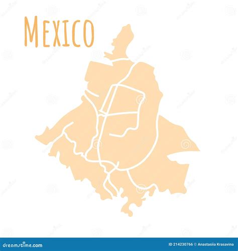 México Mapilhouette Simple Color División Administrativa Vector Mapa