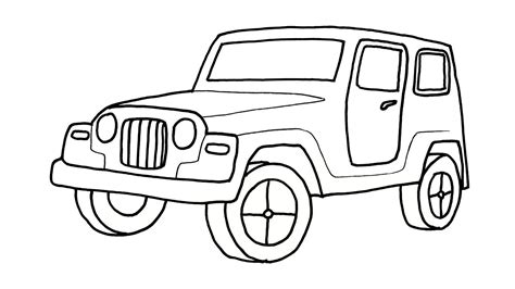 How To Draw A Jeep Car Easy 4x4 Jeep Drawing Step By Step How To