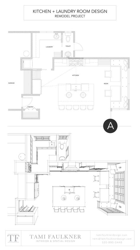 The Kitchen And Laundry Room Design Are Shown In This Drawing Which