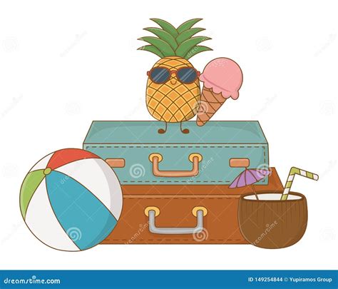 Ver o E Desenhos Animados Engra ados Dos Frutos Ilustração do Vetor