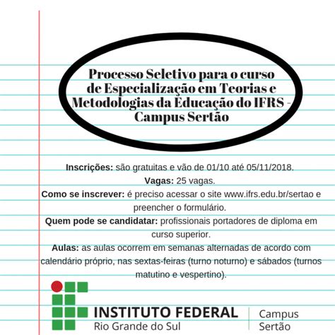 Aberto Processo Seletivo para o curso de Especialização em Teorias e