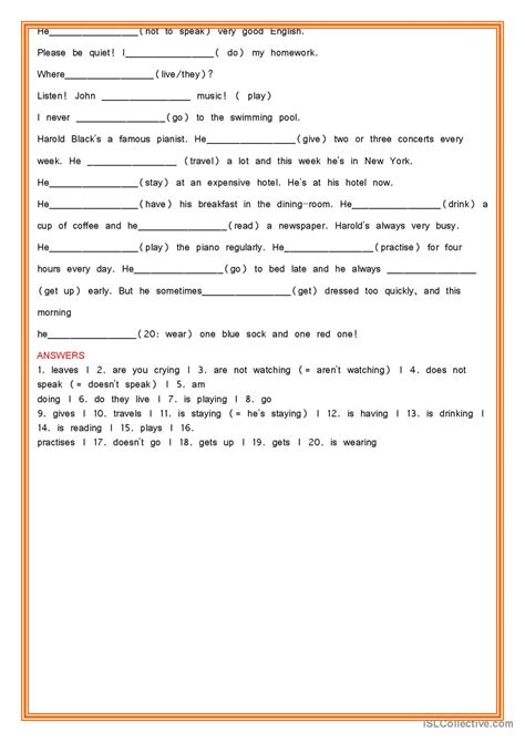PRESENT SIMPLE OR CONTINUOUS Deutsch DAF Arbeitsblätter pdf doc