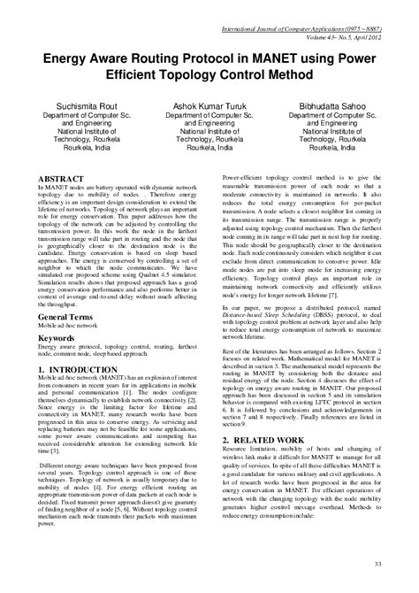 pdf energy aware routing protocol in manet using power efficient topology control method