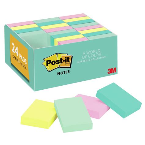 Post It Notes Value Pack 1 3 8 In X 1 7 8 In Pastel Colors 24 Pads