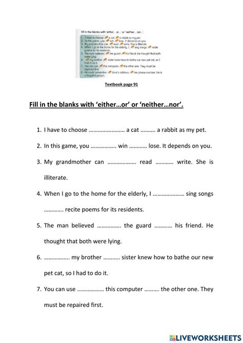 Correlative Conjunctions Worksheet For Grade 6 Live Worksheets